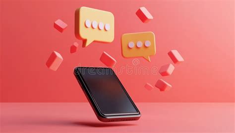 3d Speech Bubbles On Mobile Phone With Alert Notice Stock Illustration Illustration Of Chat