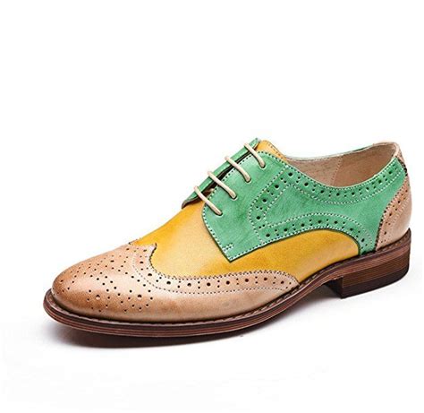 U Lite Womens Perforated Lace Up Wingtip Multicolor Leather Flat
