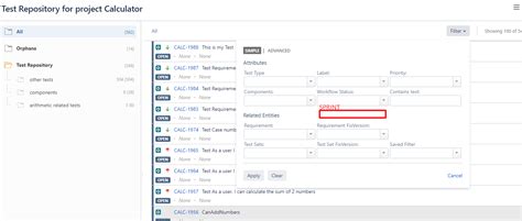 Xray 4001 As A User I Want To Be Able To Filter By Sprint In The