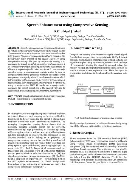 Speech Enhancement Using Compressive Sensing Pdf