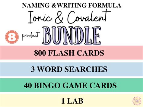 BUNDLE Ionic Covalent Naming Writing Formulas Engaging Chemistry Activities Teaching Resources