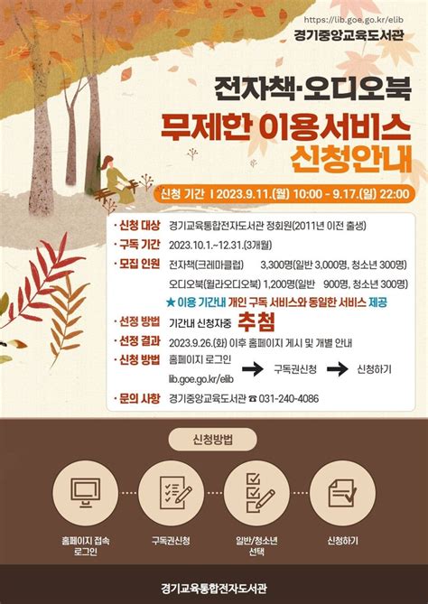 경기중앙교육도서관 ‘전자책‧오디오북 무료 구독권 제공