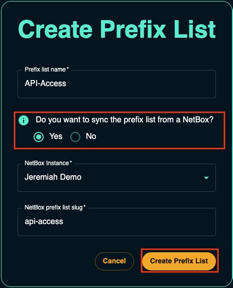 Netbox Cloud Prefix Lists Netbox Documentation