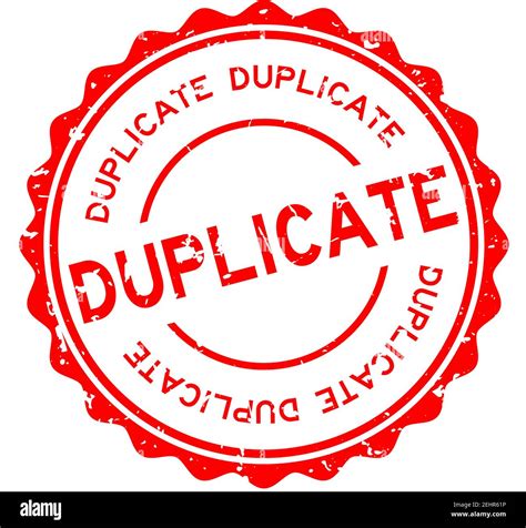 Grunge Red Duplicate Word Round Rubber Seal Stamp On White Background