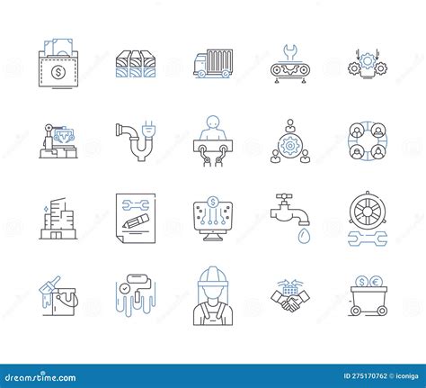 Industrial Business Outline Icons Collection Industry Business Manufacturing Factory