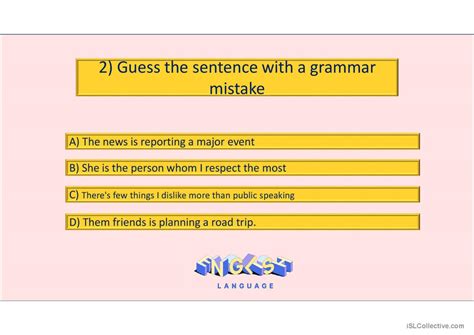 FUN QUIZ Spot The Grammar Mistakes English ESL Powerpoints