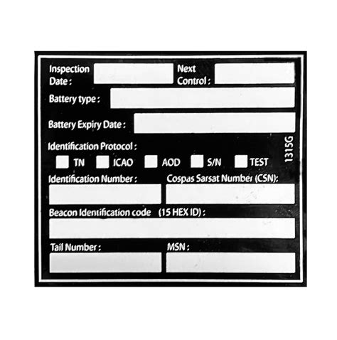 185622 Elt Battery And Prog Info Label Adams Aviation