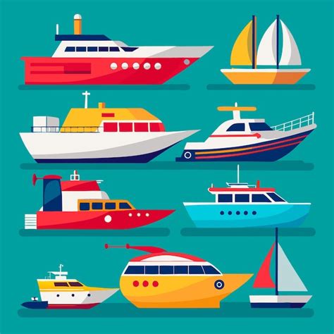 Una Colección De Barcos Diferentes Y Uno Se Llama Un Barco Vector