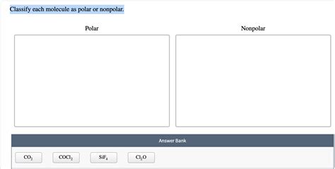 Solved Classify Each Molecule As Polar Or Nonpolar Polar Chegg