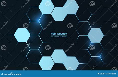 Hexagonal Abstract Dark Blue Technology Background Stock Vector