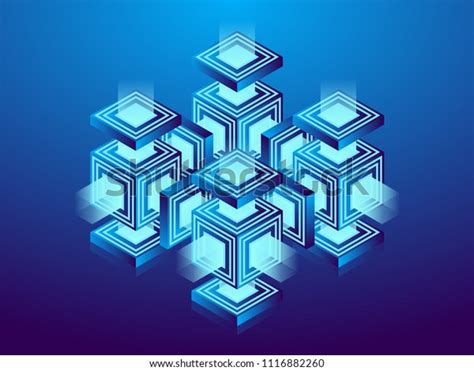 Cryptocurrency Blockchain Abstract Isometric 3d Illustration Stock Vector Royalty Free