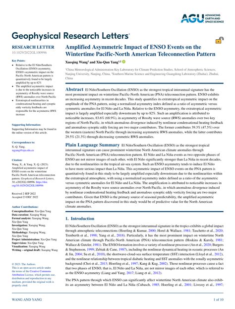 Pdf Amplified Asymmetric Impact Of Enso Events On The Wintertime