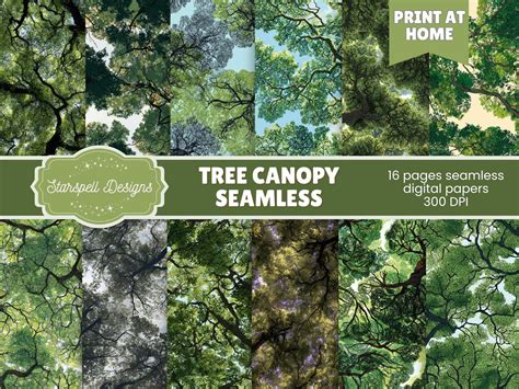 Tree Canopy Seamless Patterns 16 Lush Forest Digital Papers For