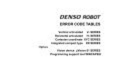 Error Code Tables Denso Robotics