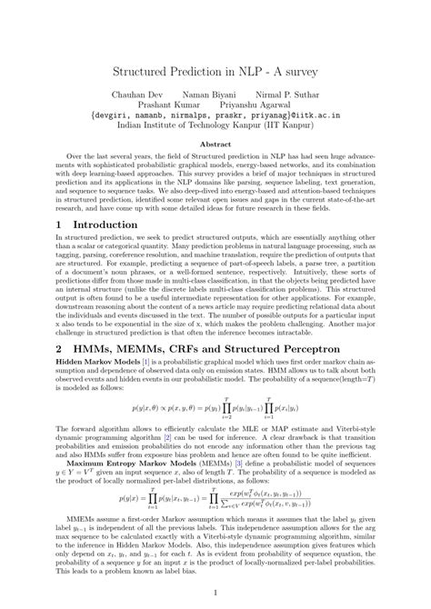 pdf structured prediction in nlp a survey