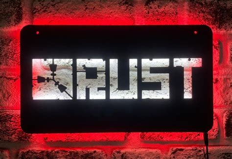 RUST Logo Rust Design Gamer Room Rust Decor Player Design Player Room Rust Led Sign