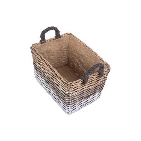 Triple Tone Rectangular Log Basket Large