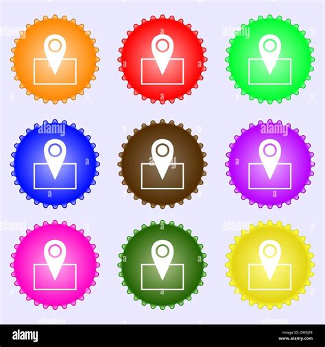 Map Pointer Icon Sign A Set Of Nine Different Colored Labels Vector Stock Vector Image Art