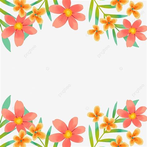 Flower Branch Border Fresh Flowers Flowers Red PNG Transparent Clipart Image And PSD File For