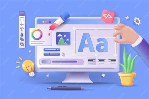 Premium Vector Ui Ux Design Concept 3d Illustration Icon Composition With Computer Display