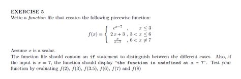 Solved Exercise 5 Write A Function File That Creates The
