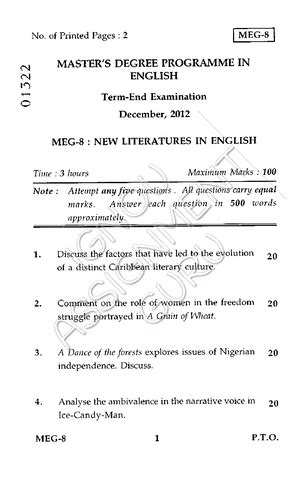 Doc Scanner Nov Am New Literatures In English Studocu