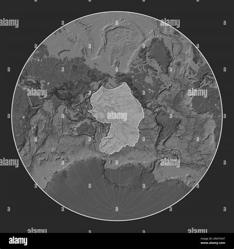 Pacific Tectonic Plate On The Bilevel Elevation Map In The Lagrange Oblique Projection Centered