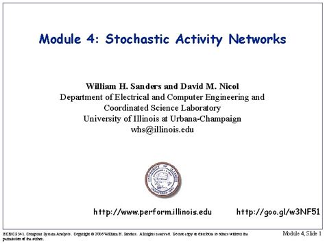 Module 4 Stochastic Activity Networks William H Sanders