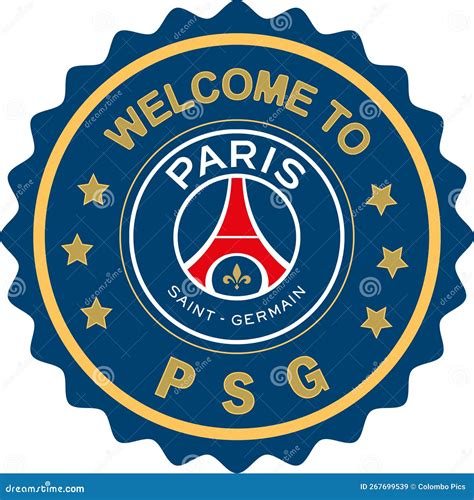 Psg Paris Saint Germain Fc Logo On Green Field Vector Illustration