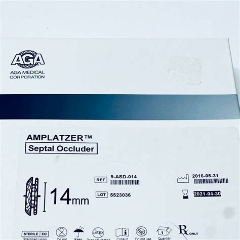 New Aga Medical 9 Asd 014 Amplatzer Septal Occluder 14mm Disposables General For Sale Dotmed