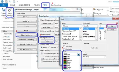 Outlook To Change Font Color Of Subject Line Message Preview Outlook 2010