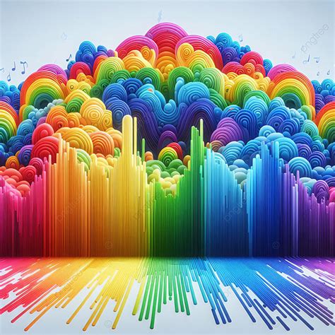 구름이 있는 무지개 색 오디오 스펙트럼 그림 무지개 화려한 오디오 배경 일러스트 및 사진 무료 다운로드 Pngtree