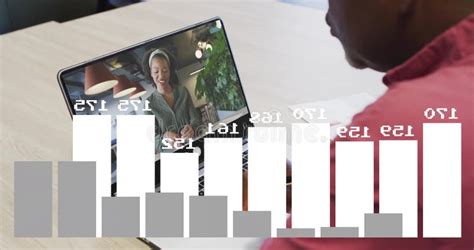 Person Video Conferencing On Laptop With Bar Graph Animation Overlay Stock Footage Video Of
