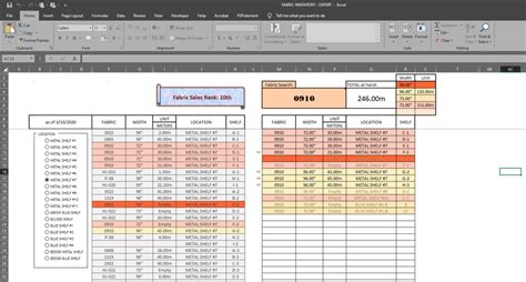 Expert Excel Sample Fabric Inventory Freelancer
