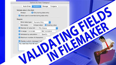 Validating Fields In Filemaker Filemaker Training Filemaker Validation