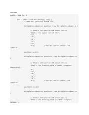 CS1102 Programming Assignment Unit 4 Docx Quiz Java Public Class Quiz