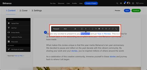 Guide Editing And Styling Text Behance Helpcenter
