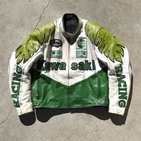Vintage 90s Kawasaki Motorcycle Racing Jacket Full Depop