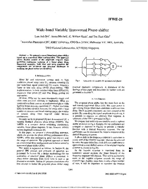 Pdf Wide Band Variable Transversal Phase Shifter Lam Bui