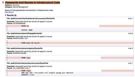 Update Passwords And Secrets In Infrastructure Code Query For Dockerfile Issue