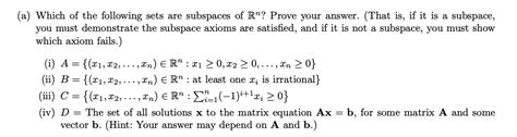 solved a which of the following sets are subspaces of