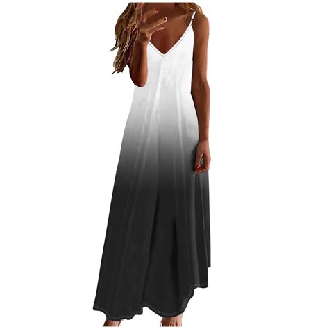 Atoysoy Casual Summer Dresses For Women V Neck Pleated Long Suspenders