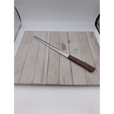 Vintage Robinson Knife Co Slicing Bread Knife With Wood Handle 13 12