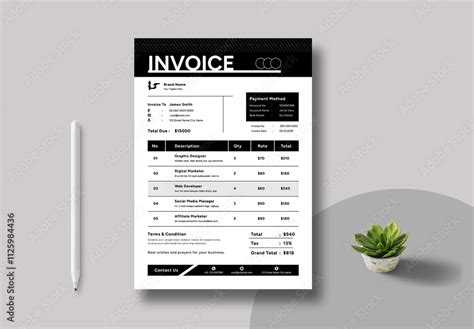 Invoice Template Layout Stock Template Adobe Stock