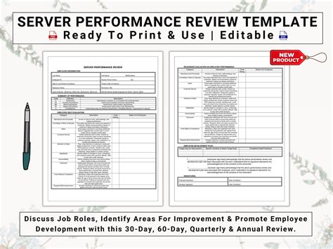 Restaurant Waitress Server Performance Review And Self Etsy