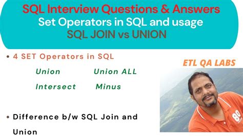 ETL Testing SQL Set Operators Union Union ALL Intersect Minus YouTube