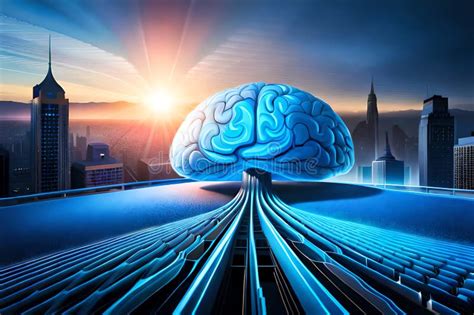 Brain Neuron Neural Communication And Technology Concept Brain In Blue