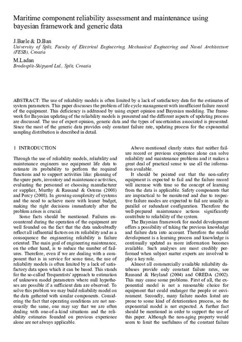 pdf maritime component reliability assessment and maintenance using
