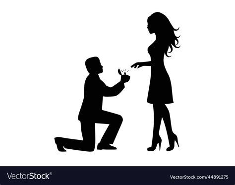 Romantic Marriage Proposal Silhouette Image Vector Image