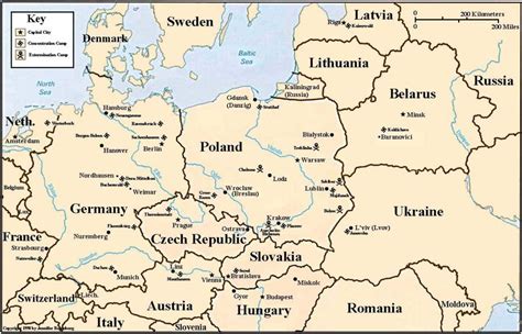 Holocaust Map Of Concentration And Death Camps